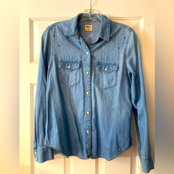 GAP | Tops | Gap 969 Sz Small Western Style Denim Shirt With Shiny ...